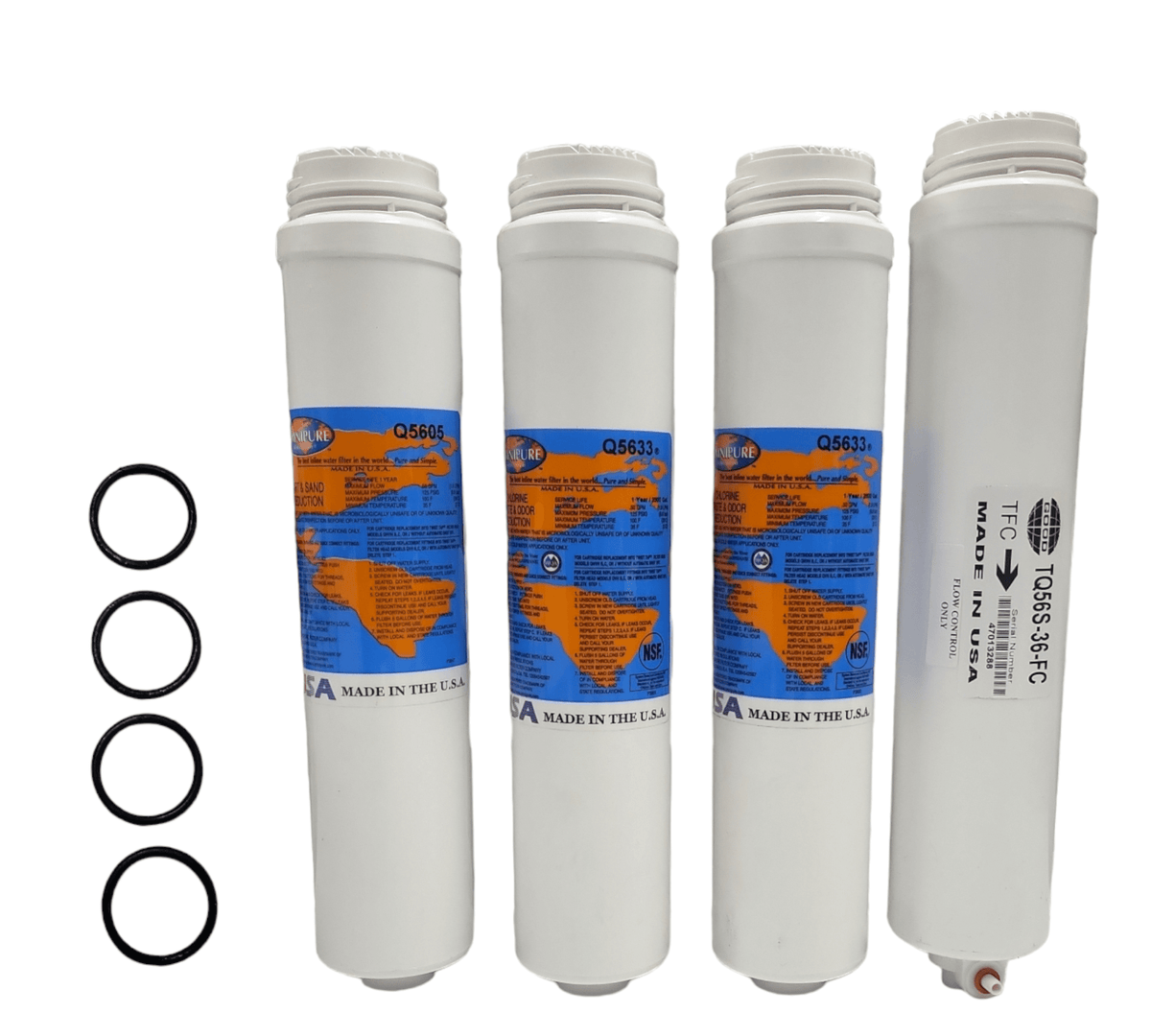 PuROTwist RO Filter Replacement Kit with 36 GPD Membrane with Omnipure
