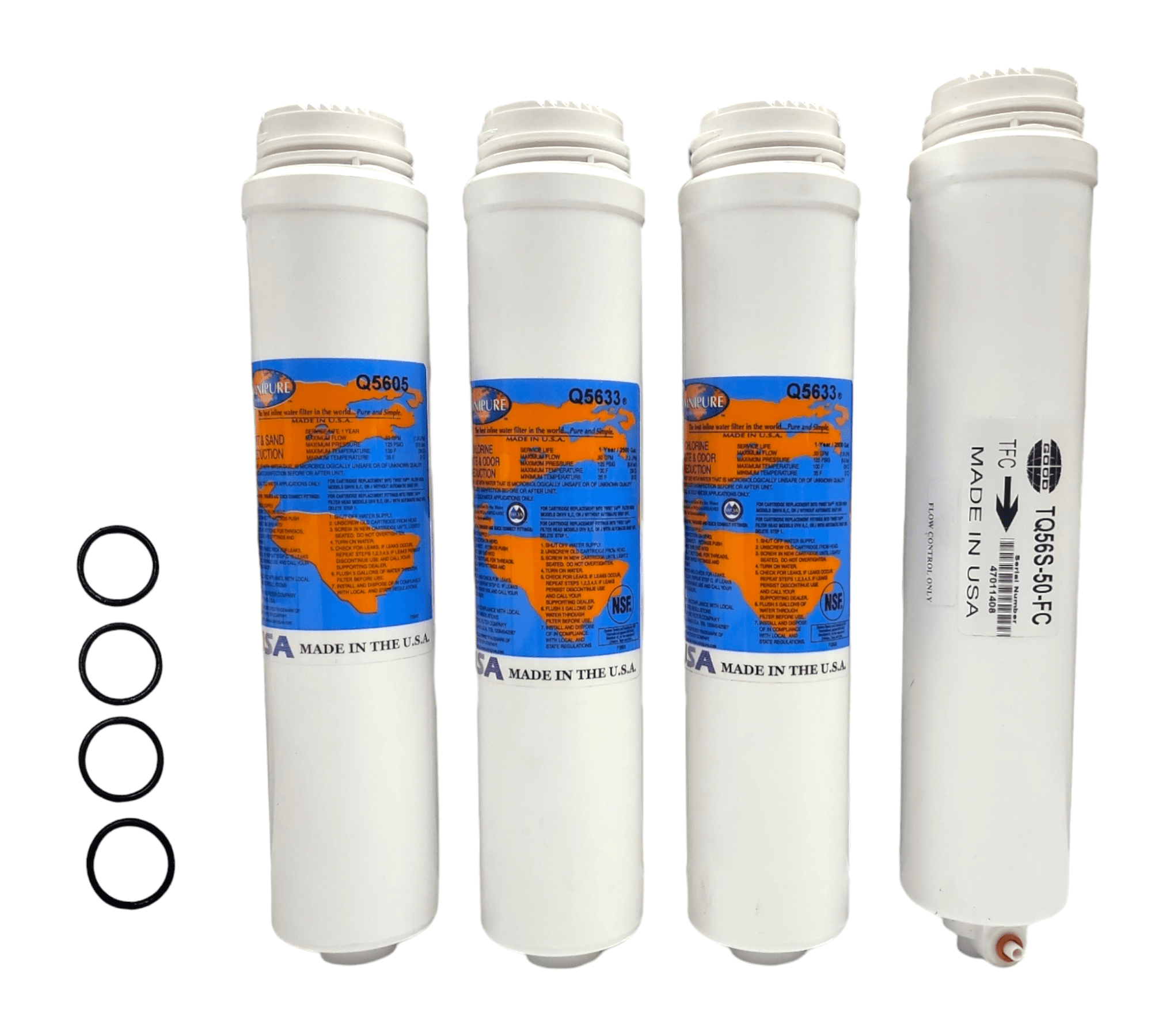 PuROTwist RO Filter Replacement Kit with 50 GPD Membrane with Omnipure