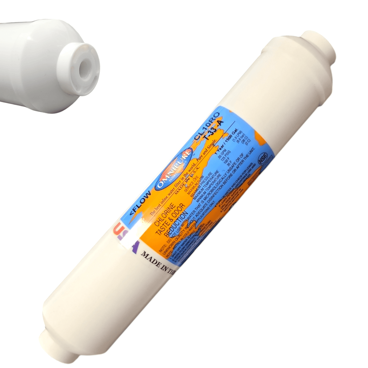 Omnipure CL10ROT33-A GAC Inline Filter, Carbon GAC - 10 x 2 1/8"FPT Fi