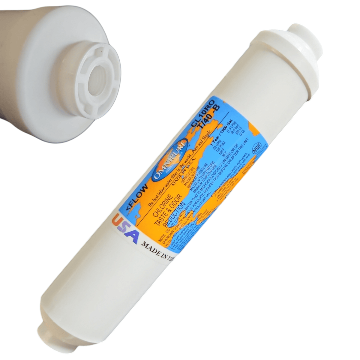 Omnipure CL10ROT/40-B GAC Inline Filter, Carbon GAC - 10 x 2 1/4 FPT F