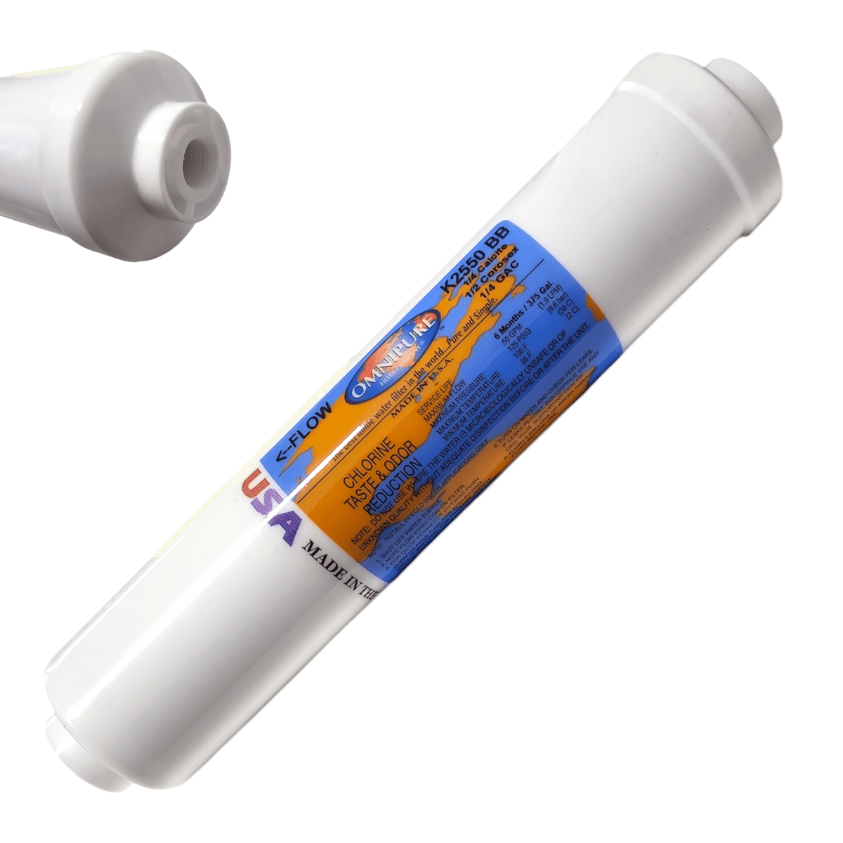Omnipure K2550 BB 1/4 Calcite 1/2" Corosex 1/4 GAC Water Filter