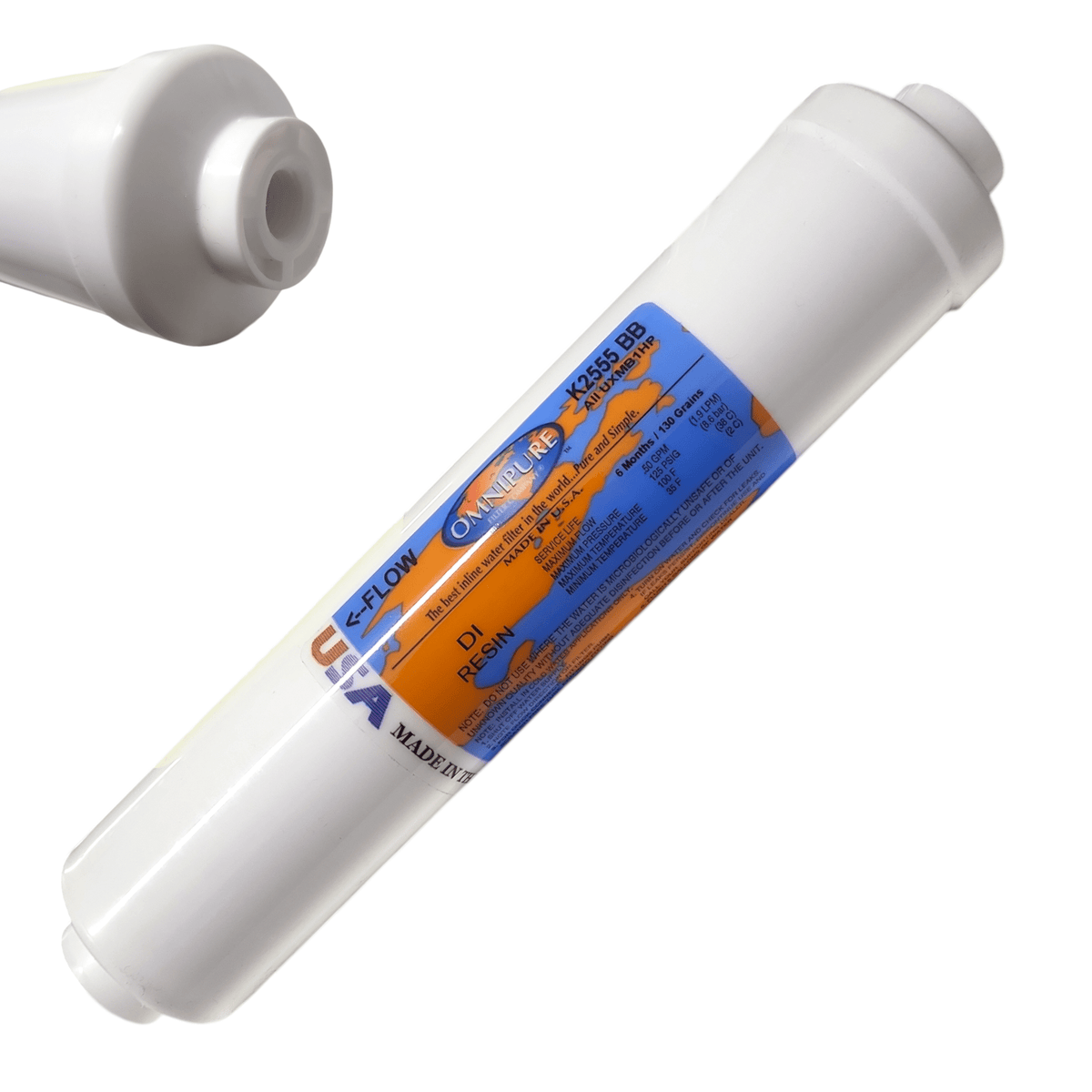 Omnipure K2555-BB DI RESIN 2"x10" Deionizing Mixed Bed Filter 1/4" FNP