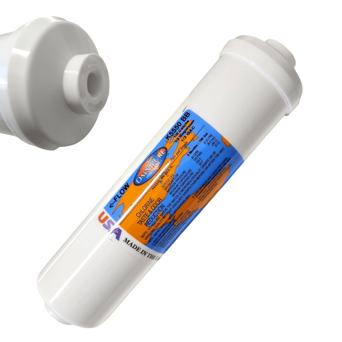 K5550 BB Inline Calcite/Magnesium & GAC 10" x 2.5" Port 1/4" FPT