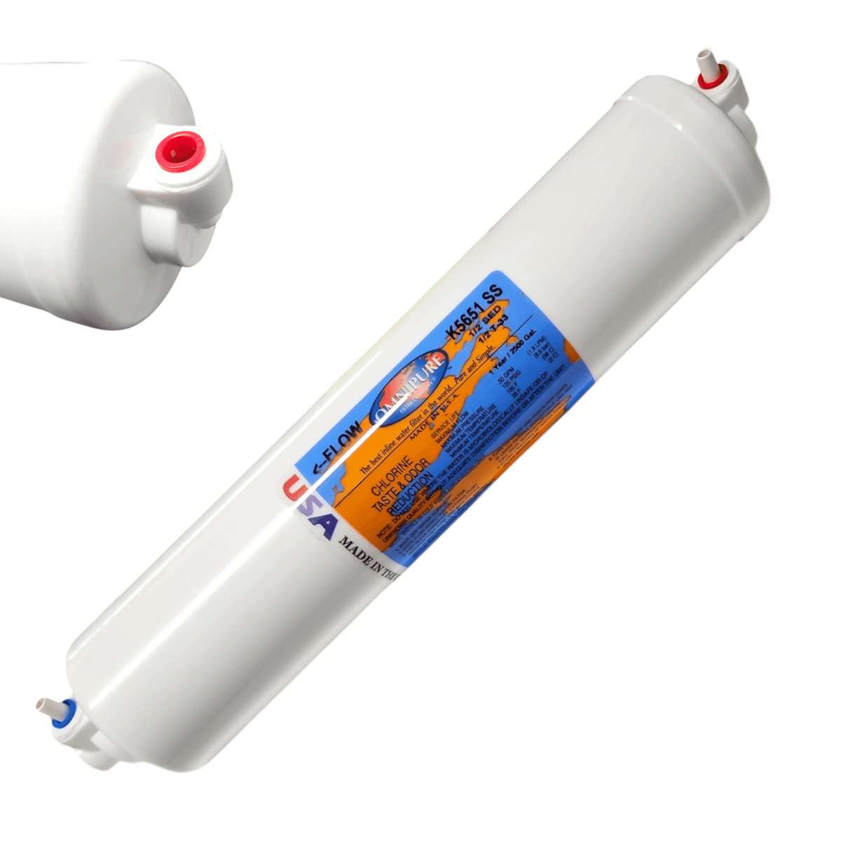 Omnipure K5651 SS 1/2 Sed 1/2 T-33 1/4" Elbow Quick Connect Water Filter