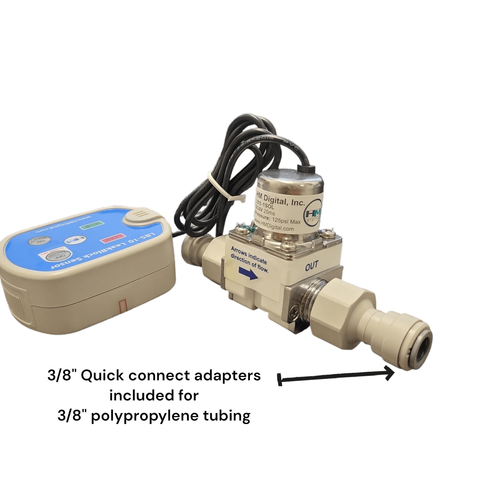 HM Digital LBS-10 LeakBlock Sensor, 6 GPM max, 3/8" FNPT x 1/2" MBSP,