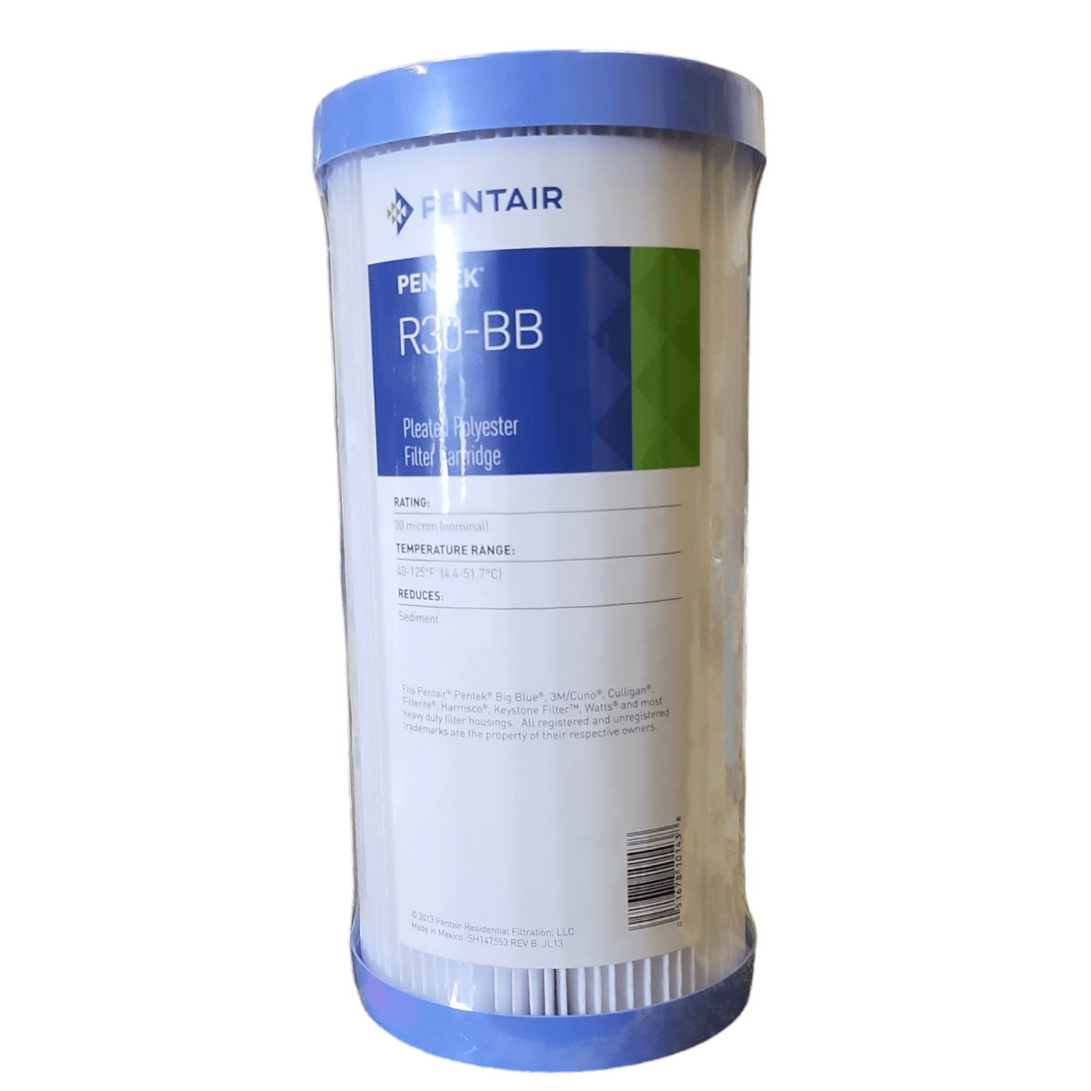 Pentek R30-BB Pleated Sediment Filter 10"x4.5" (155101-43) 30 Micron