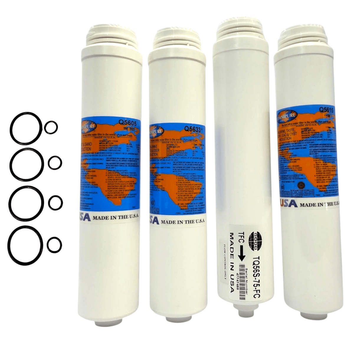 PuROTwist RO Filter Replacement Kit with 75 GPD Membrane with Q5615 Om