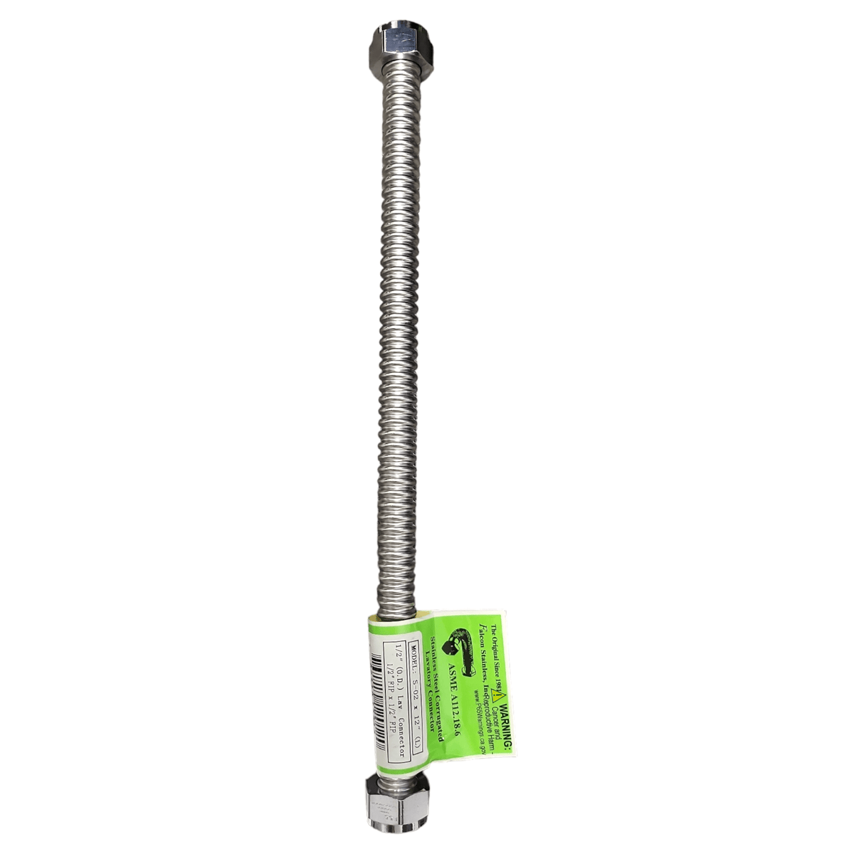 Falcon Stainless Steel flex Connector (S-02-12) 12" length 1/2" FIP x